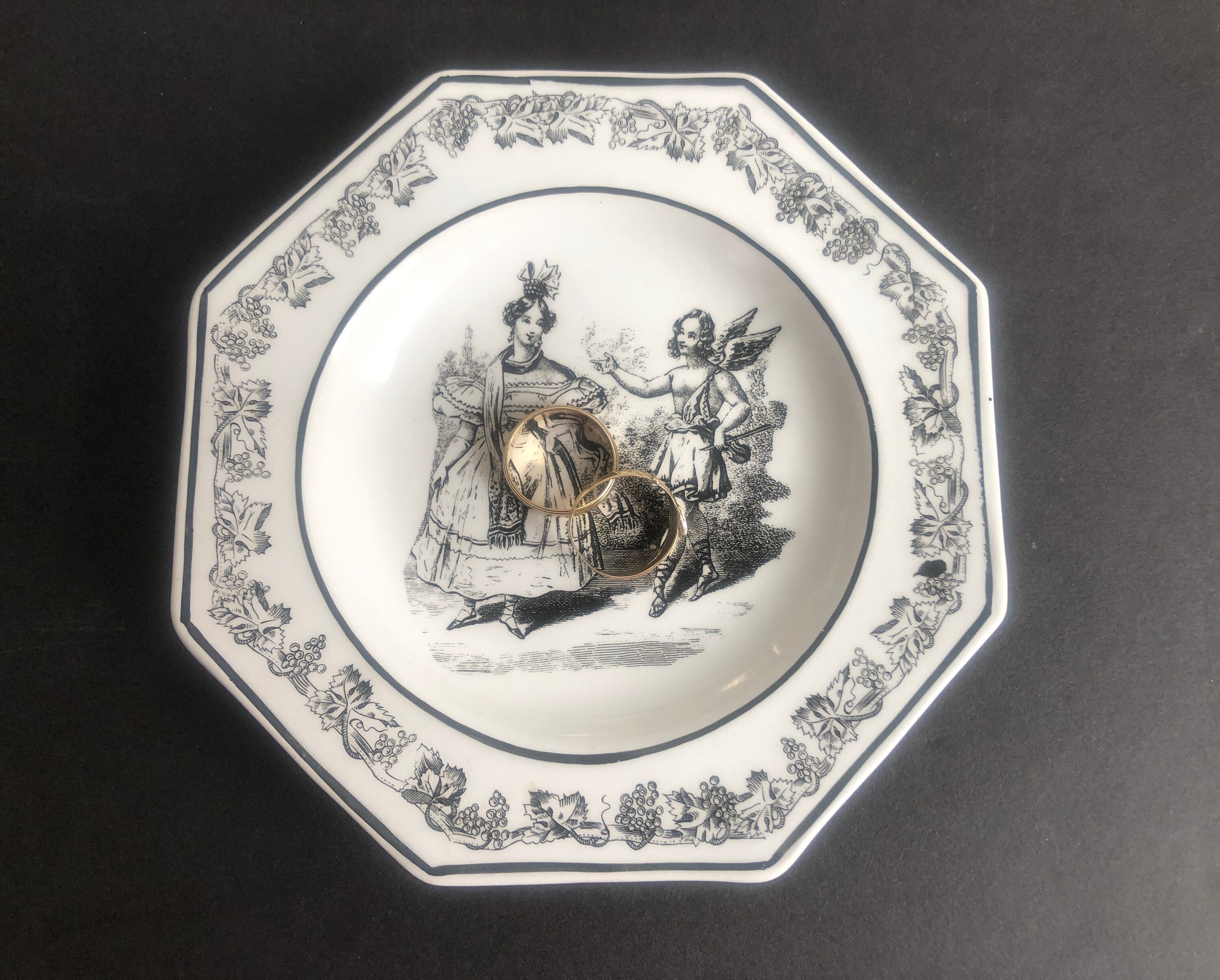 Vintage Mottahedeh Design Black and White Transferware Dish - Etsy