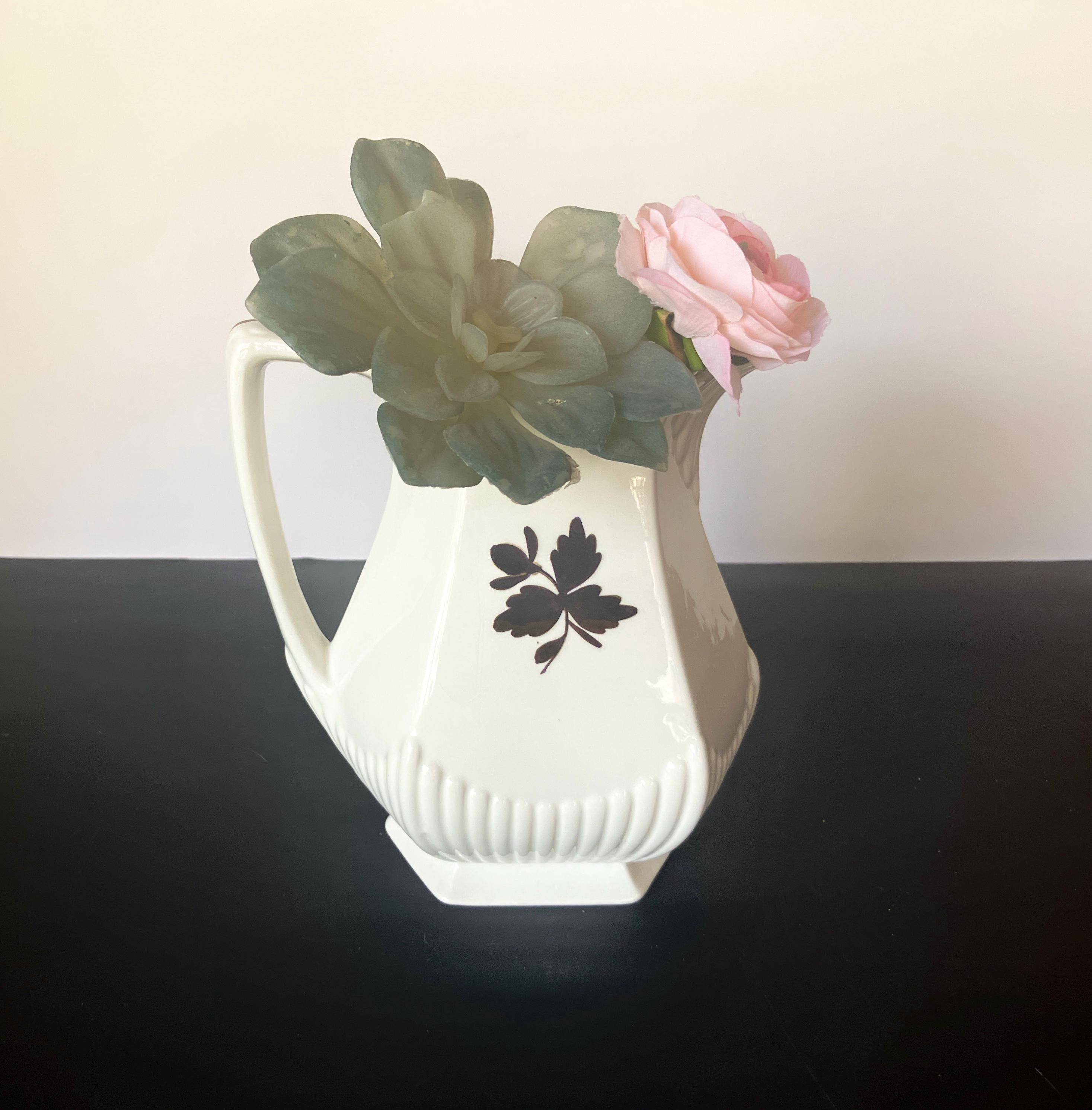 Vintage Wm Adams Ironstone Pitcher: Copper Luster Tea Leaf Vase - Etsy