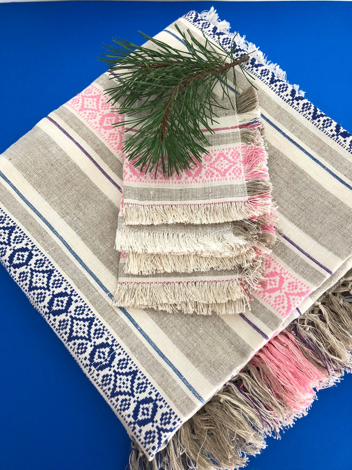 Scandinavian table linens vintage linens handwoven folk | Etsy
