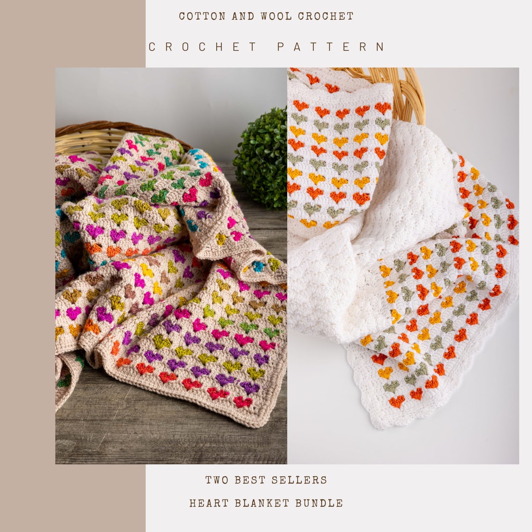 CROCHET PATTERN Baby Heart Blankets Bundle / Unique Baby Afghan Design ...
