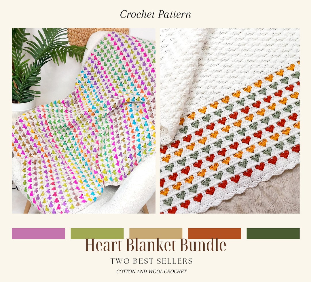 CROCHET PATTERN Baby Heart Blankets Bundle / Unique Baby Afghan Design ...