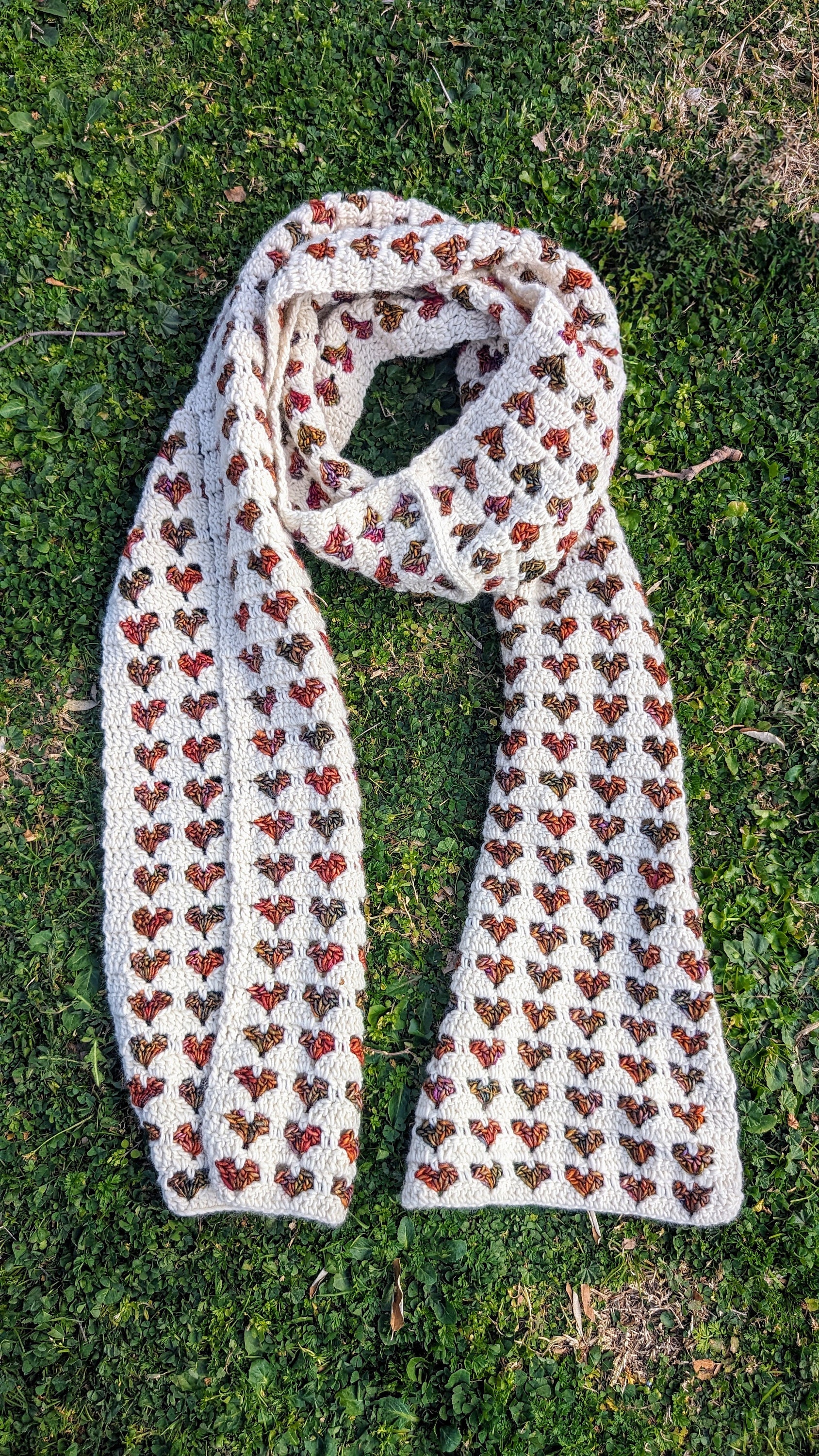 Crochet Scarf Pattern With Hearts. Easy Beginner Tutorial. Extra Long ...