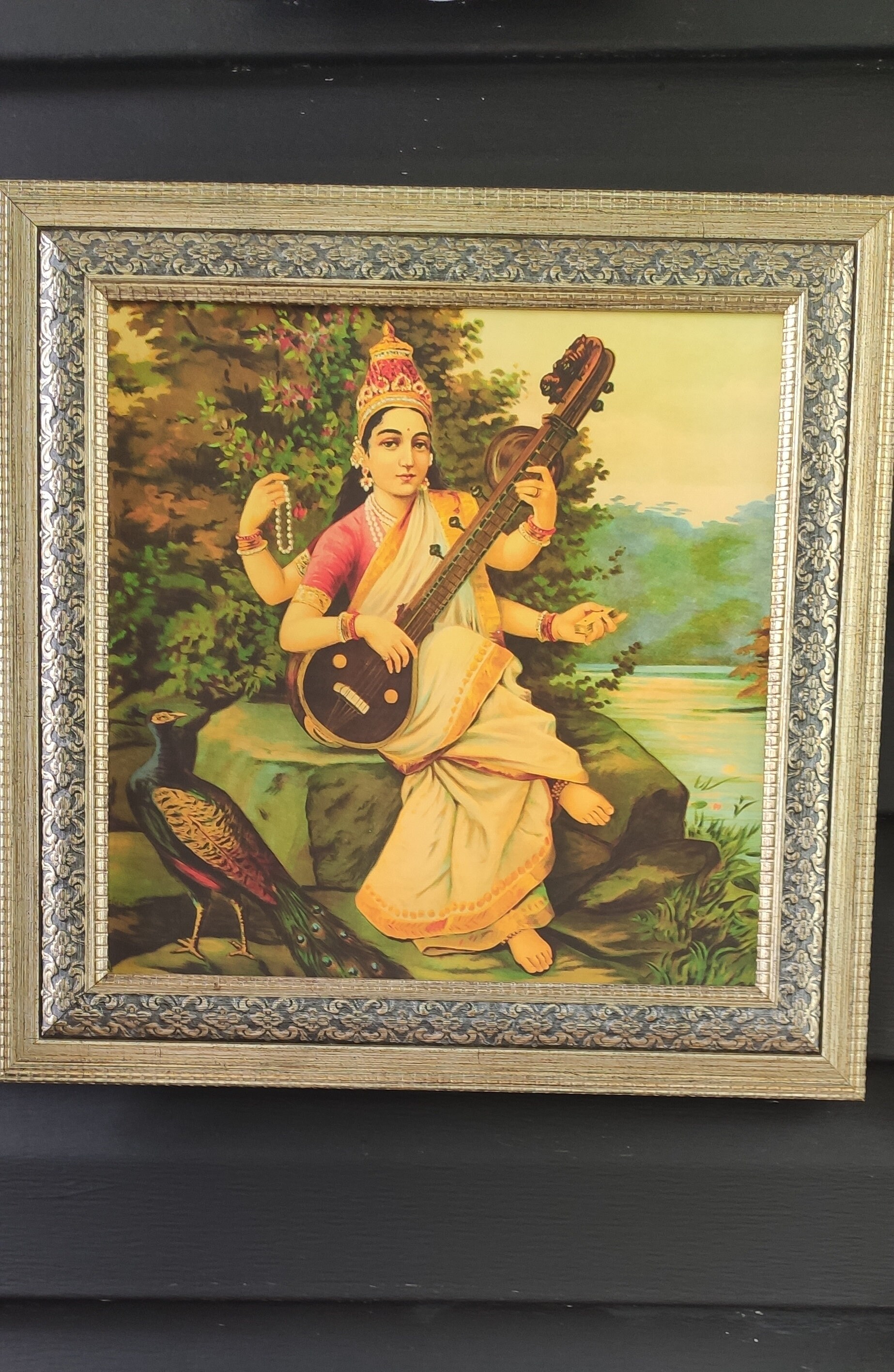 Raja Ravi Varma Saraswati Paint Print on Canvas - Etsy