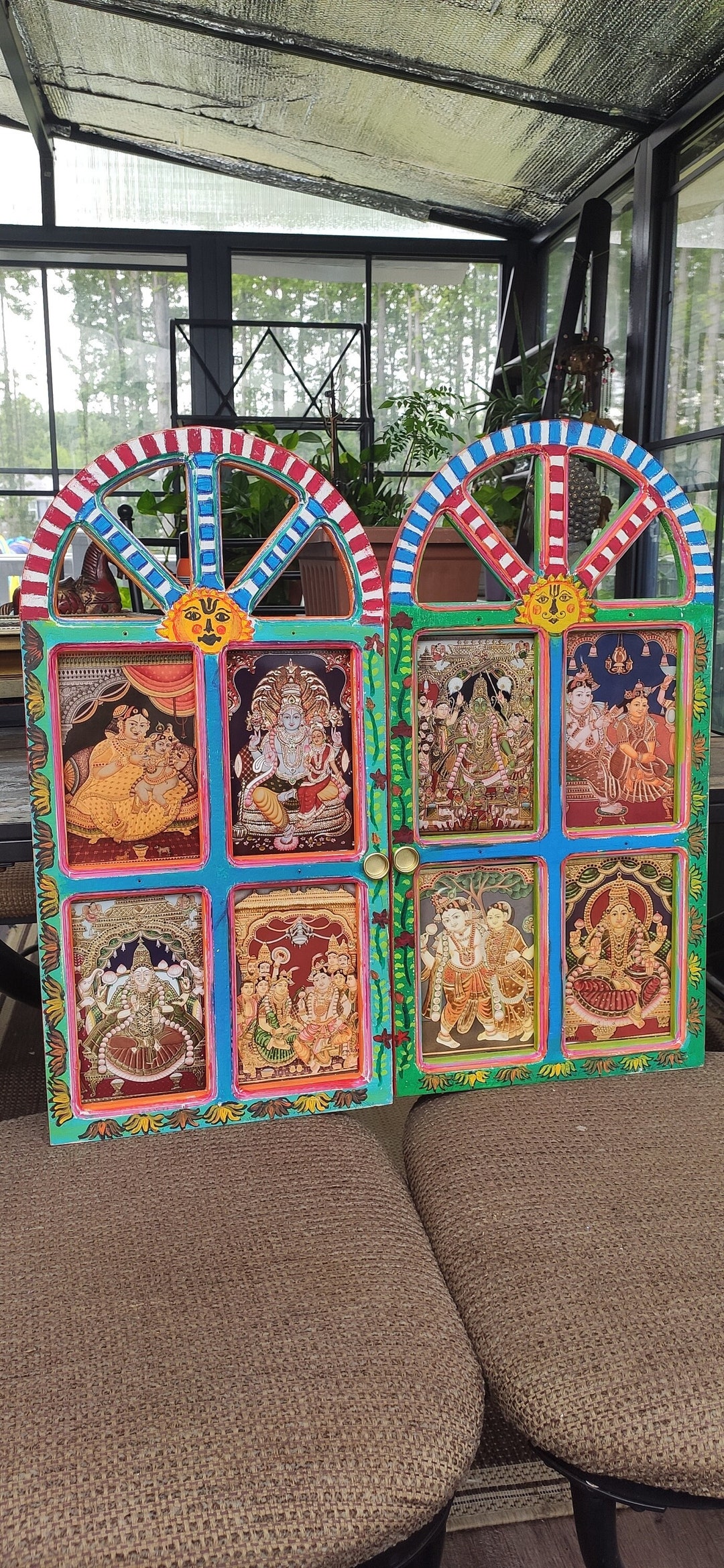 Hand Painted Jharokha Window Frame With 4 Traditional Photo Prints - Etsy