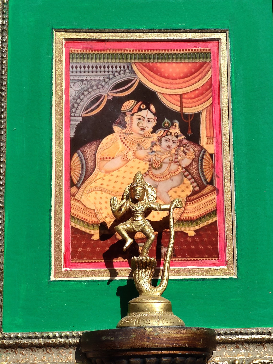 Yashoda Krishna Photo Frame With Kalinga Mardhana Brass Idol - Etsy