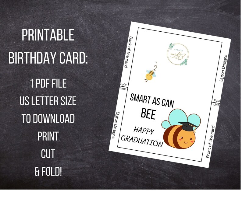 Printable Graduation Card Digital Graduation Card Bee - Etsy