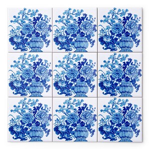 Floral Blue and White Decorative Tiles - Etsy