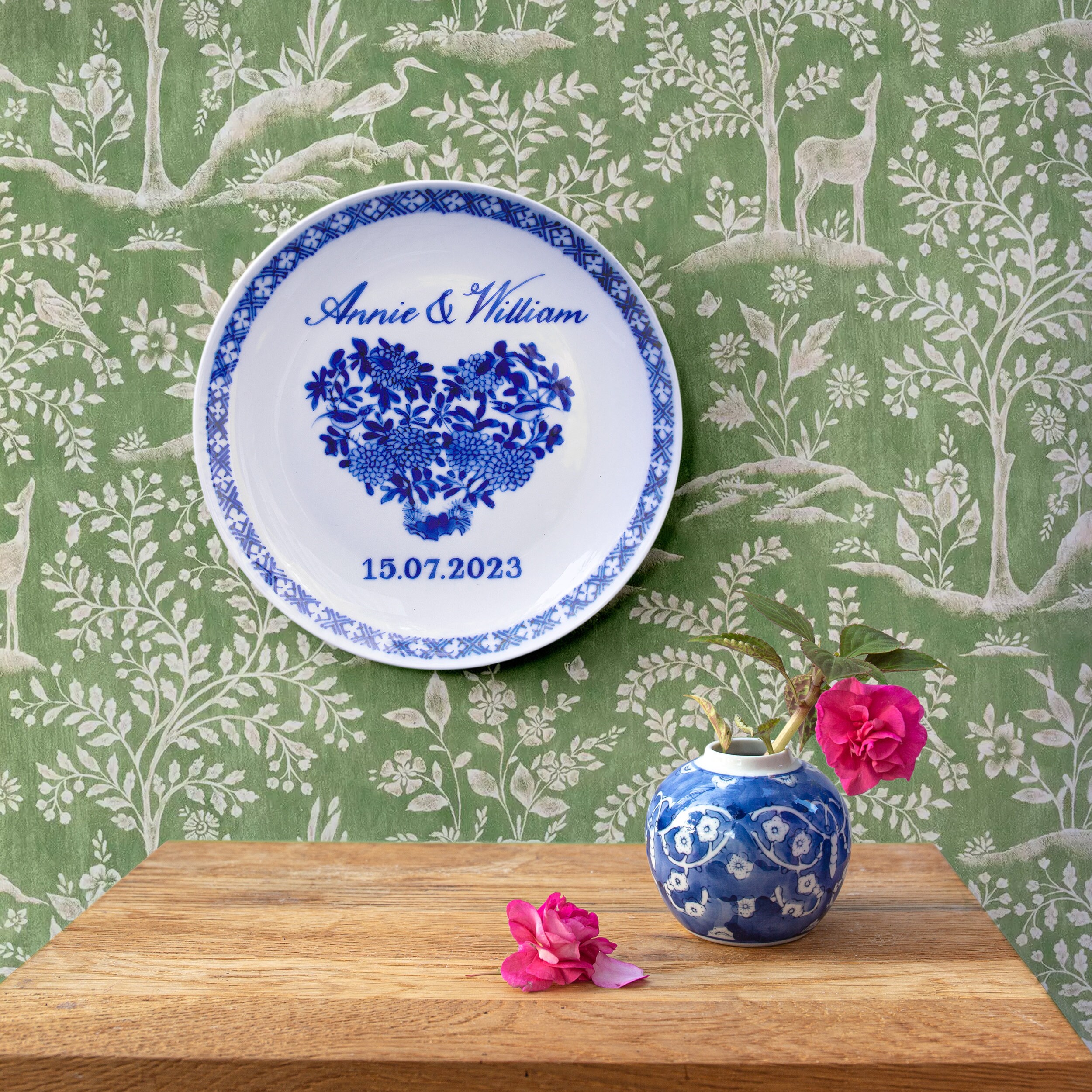 Blue and White Personalised Wedding Plate GIFT PACKAGED - Etsy