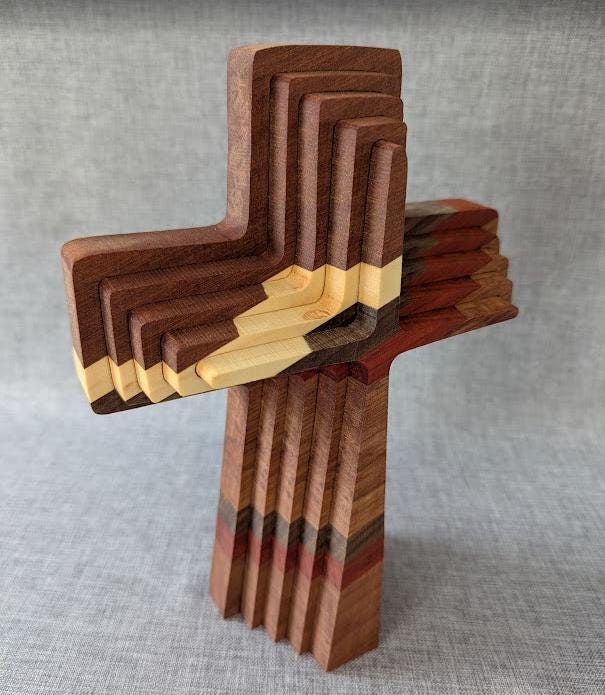 Interlocking Wooden Cross Decor | Collapsible Handcrafted Wood ...