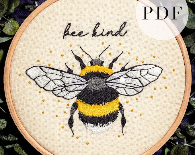 Mindful Bumblebee Embroidery Pattern: Beginner DIY Guide (PDF) - Etsy