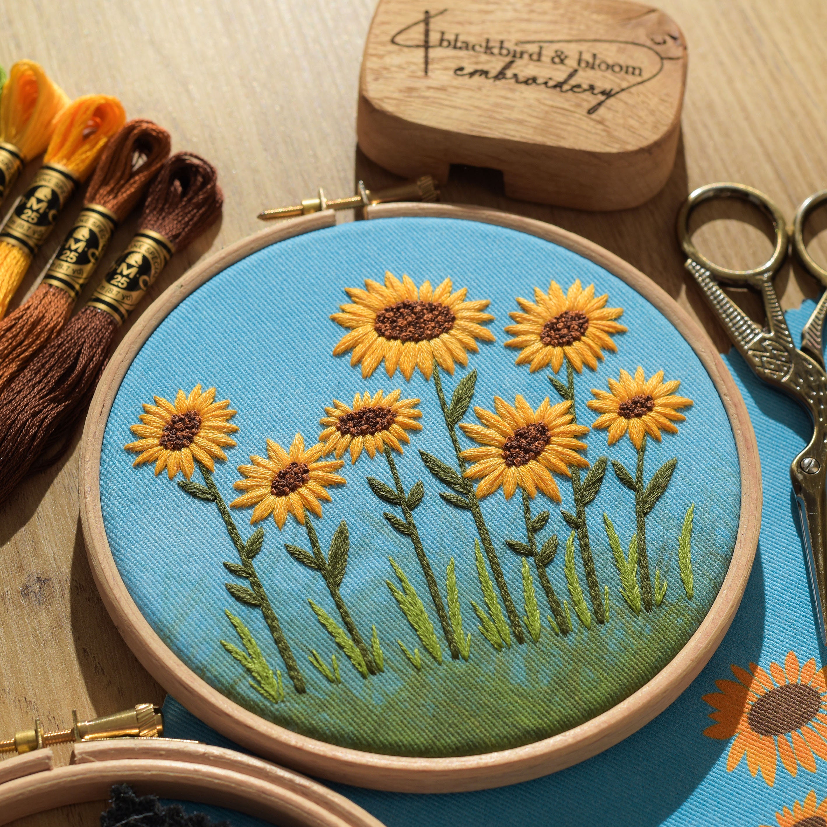 Sunflower Embroidery Kit, Sunflower Field, DIY Embroidery Kit, Floral ...