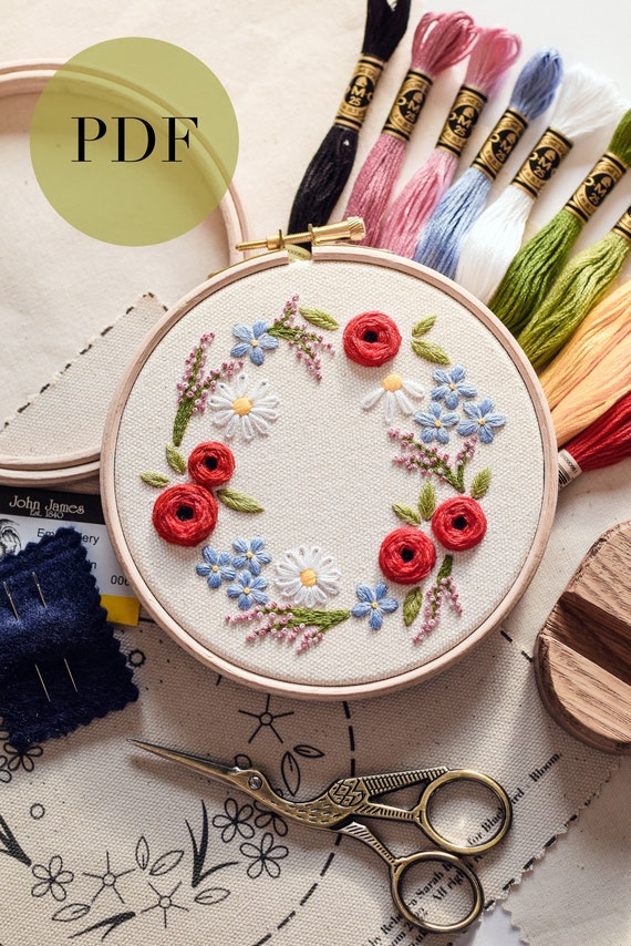 PDF Embroidery Pattern & Guide Floral Embroidery Pattern - Etsy