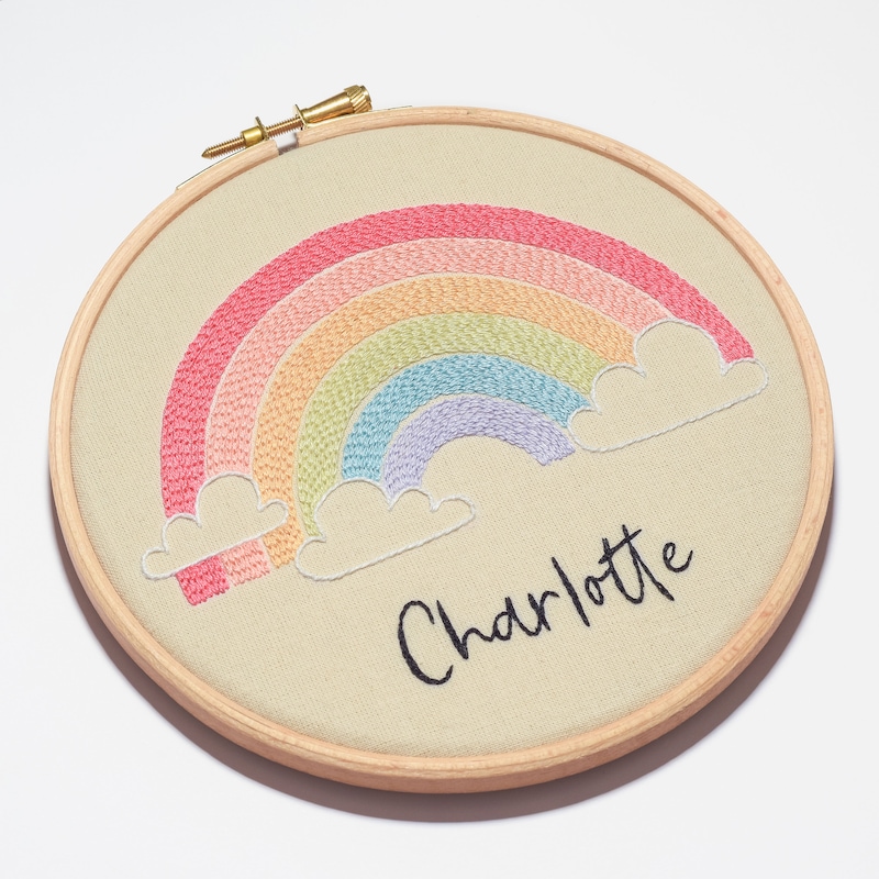 Rainbow With Name Embroidery - Etsy