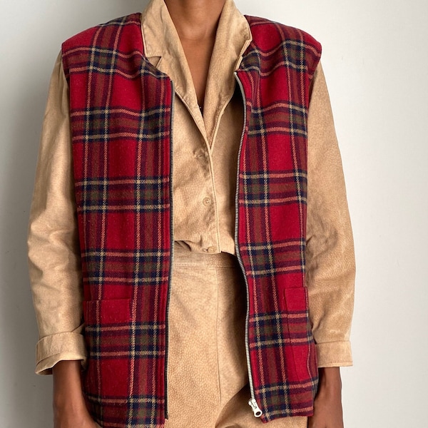 Red Plaid Vests - Etsy