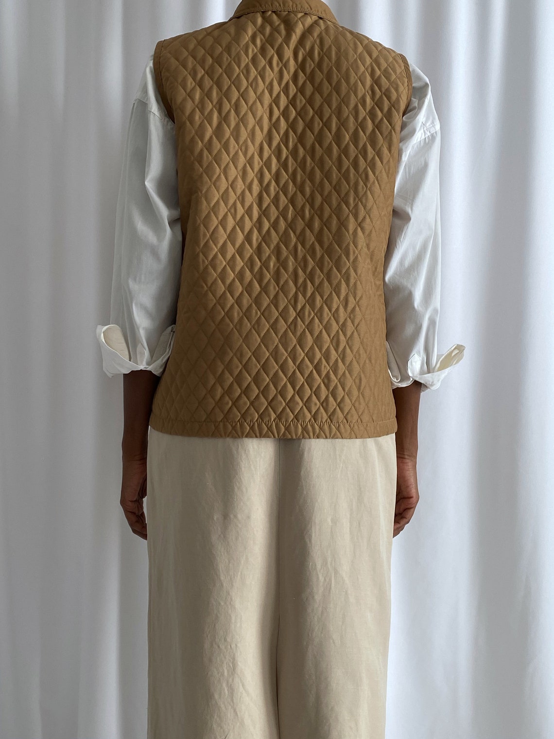 Beige Quilted Vest - Etsy