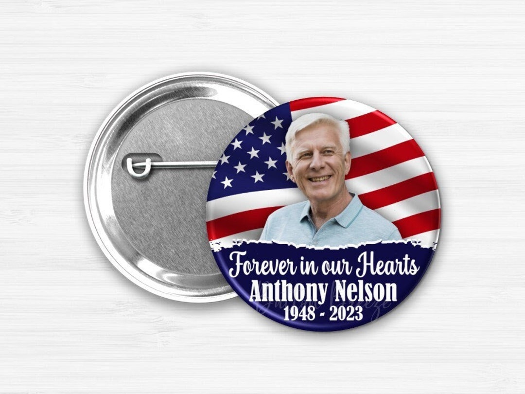 Military Memorial Photo Buttons, Personalized Tribute Pins, in Loving ...