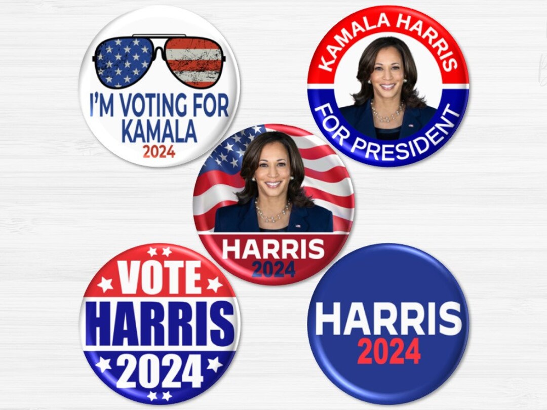 Kamala Harris for President Election Buttons, 2024 Democrat Campaign ...