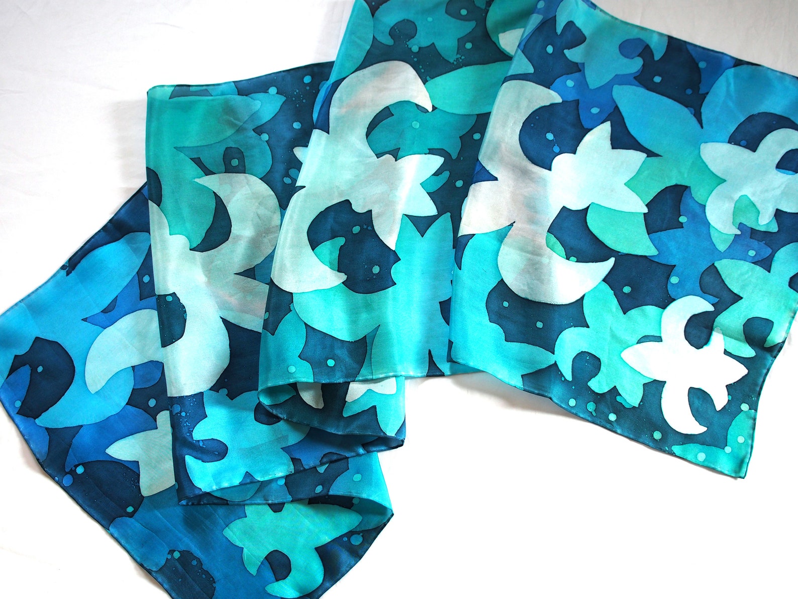 Fleur De Lis Hand-painted Batik Silk Scarf Mardi Gras or Green - Etsy