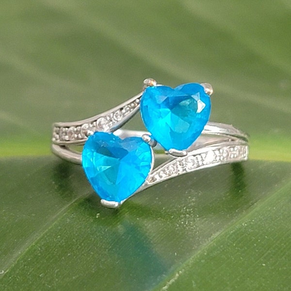 Blue Heart Ring - Etsy