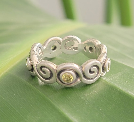 Retired Pandora Swirling Peridot Sterling Silver Ring… - Gem