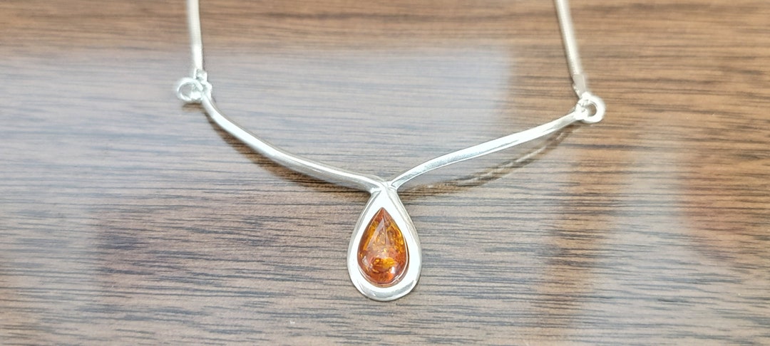 Sterling Silver Amber Neck - Amber Necklace - Sterling Silver - Amber ...