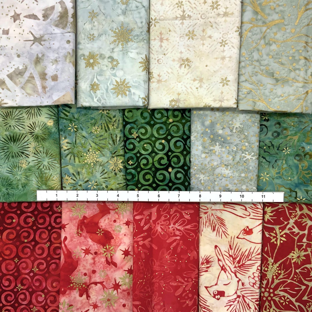 POUND PACK PLUS #1430 Holiday Batik W/gold Metallic 100% Cotton Batiks ...