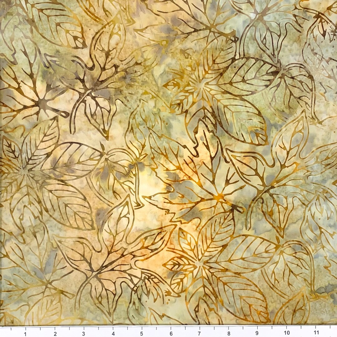 LEAF SKETCH Batik Lsbc-9051 Gold by the Yard - Etsy