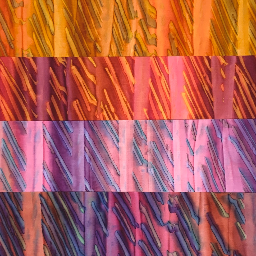 4 Fat Quarter Handpaint Sampler RAKU STRIPE - Warm Colors Fq Pack ...