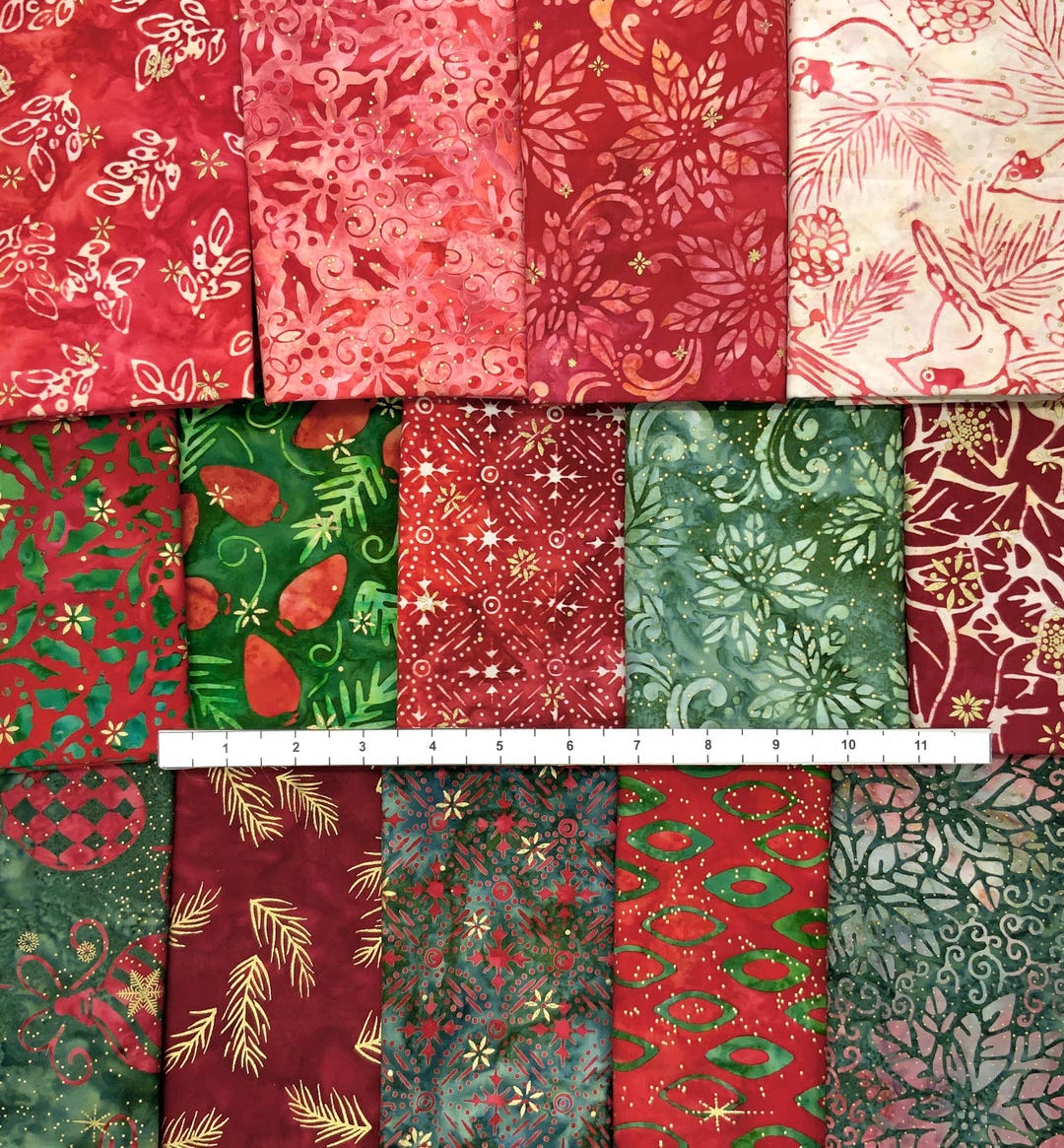 POUND PACK PLUS #1432 Holiday Batik W/gold Metallic 100% Cotton Batiks ...