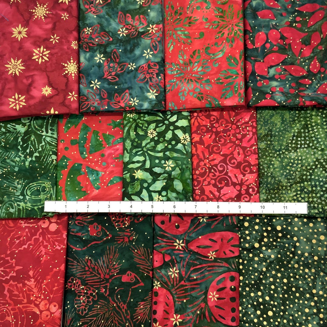 POUND PACK PLUS #1406 Holiday Batik W/gold Metallic 100% Cotton Batiks ...