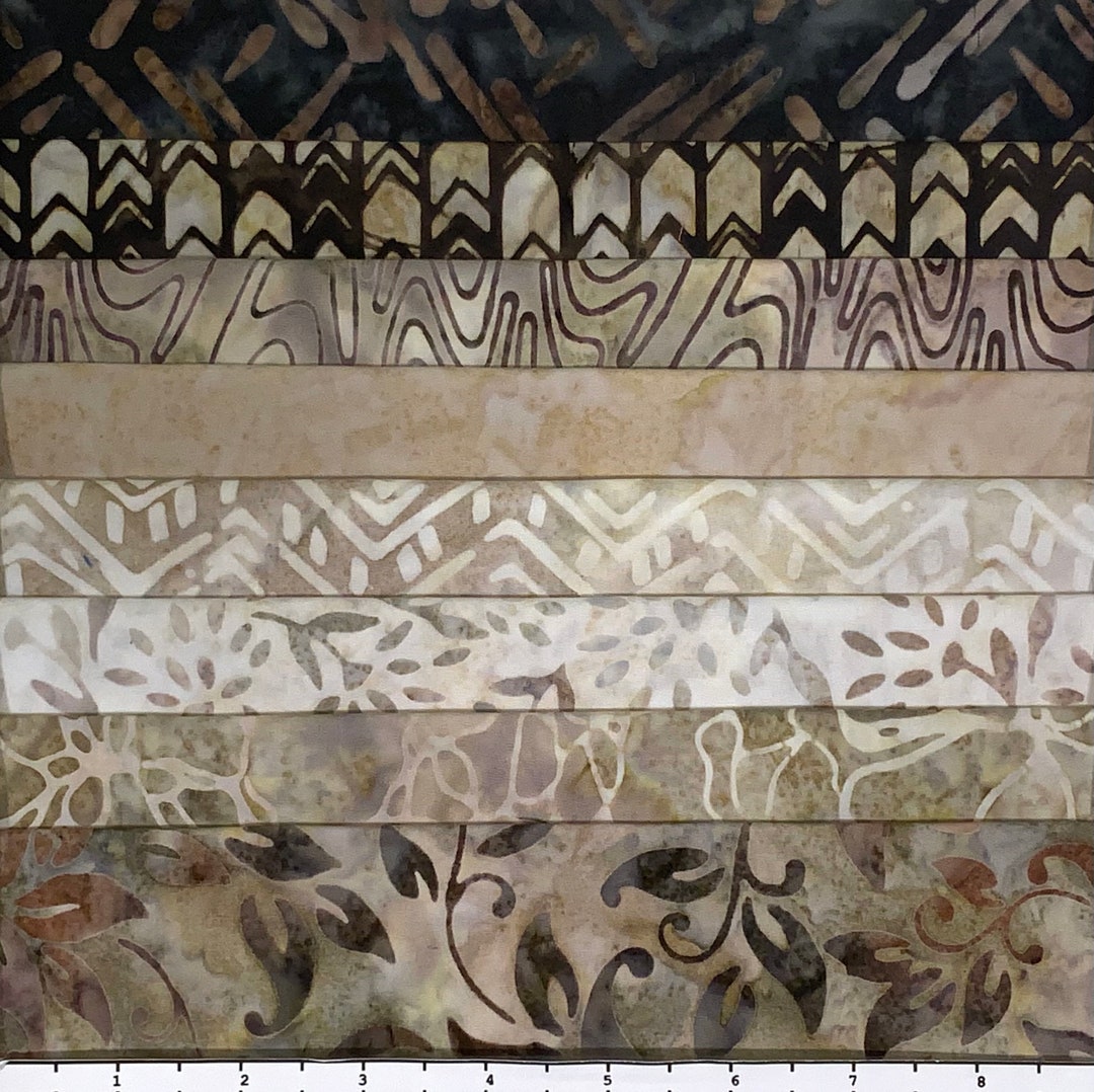 8 Fat Quarter Batik Sampler CAFE MOCHA Special Edition FQ Pack Bundle ...