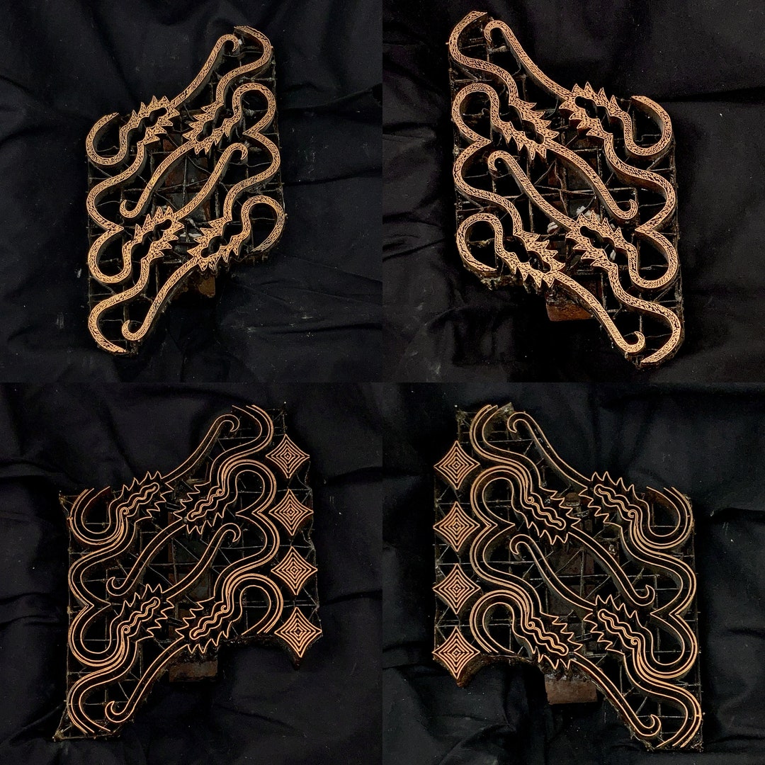 Traditional Set of 4 Batik Caps - PARANG BARONG Outline & Drik Handmade ...