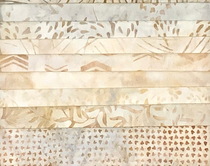 9 Fat Quarter Batik Sampler Color: Neutral Medium Light #7 Special ...