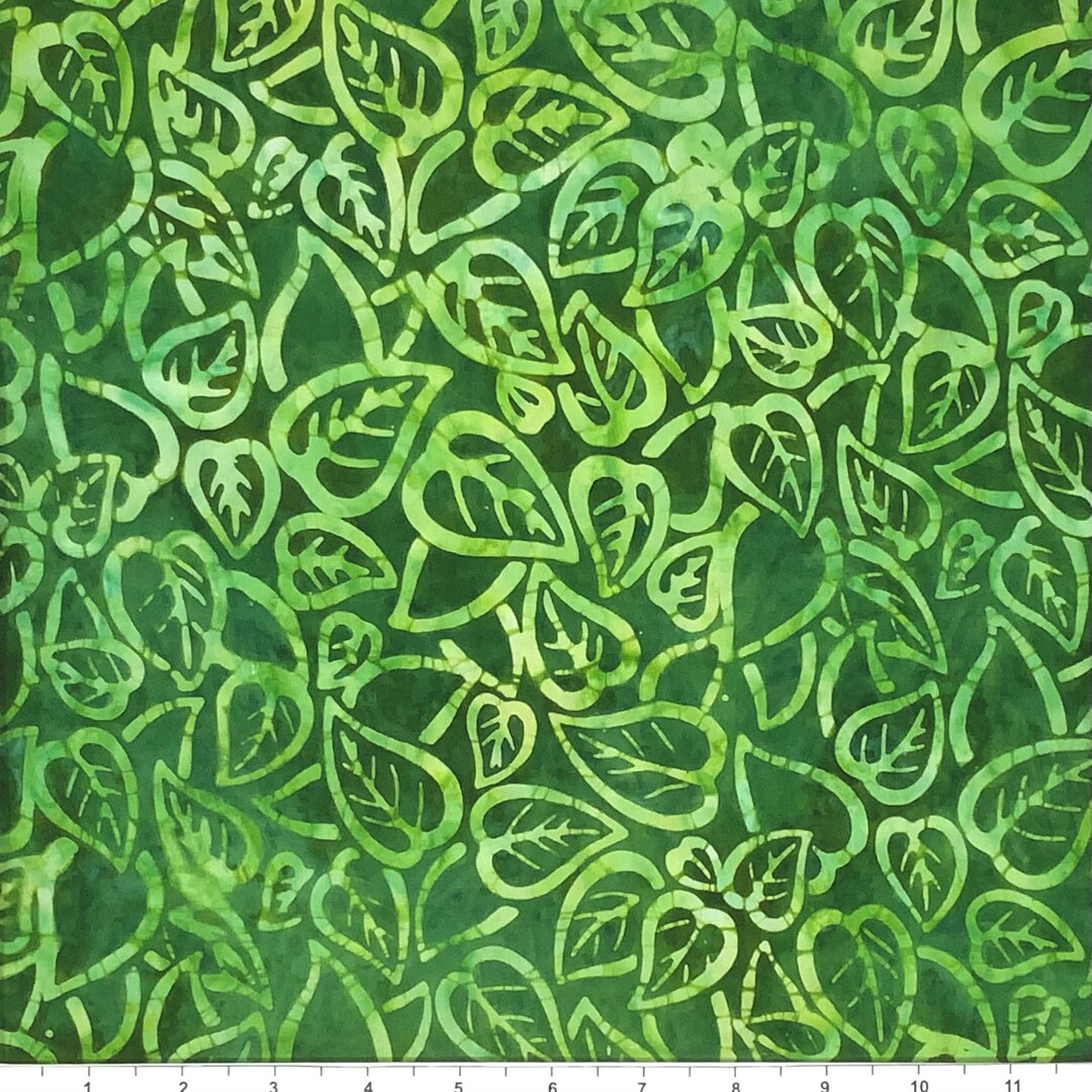 HEART LEAVES Batik - Lsbc-2377 Green by the Yard - Etsy