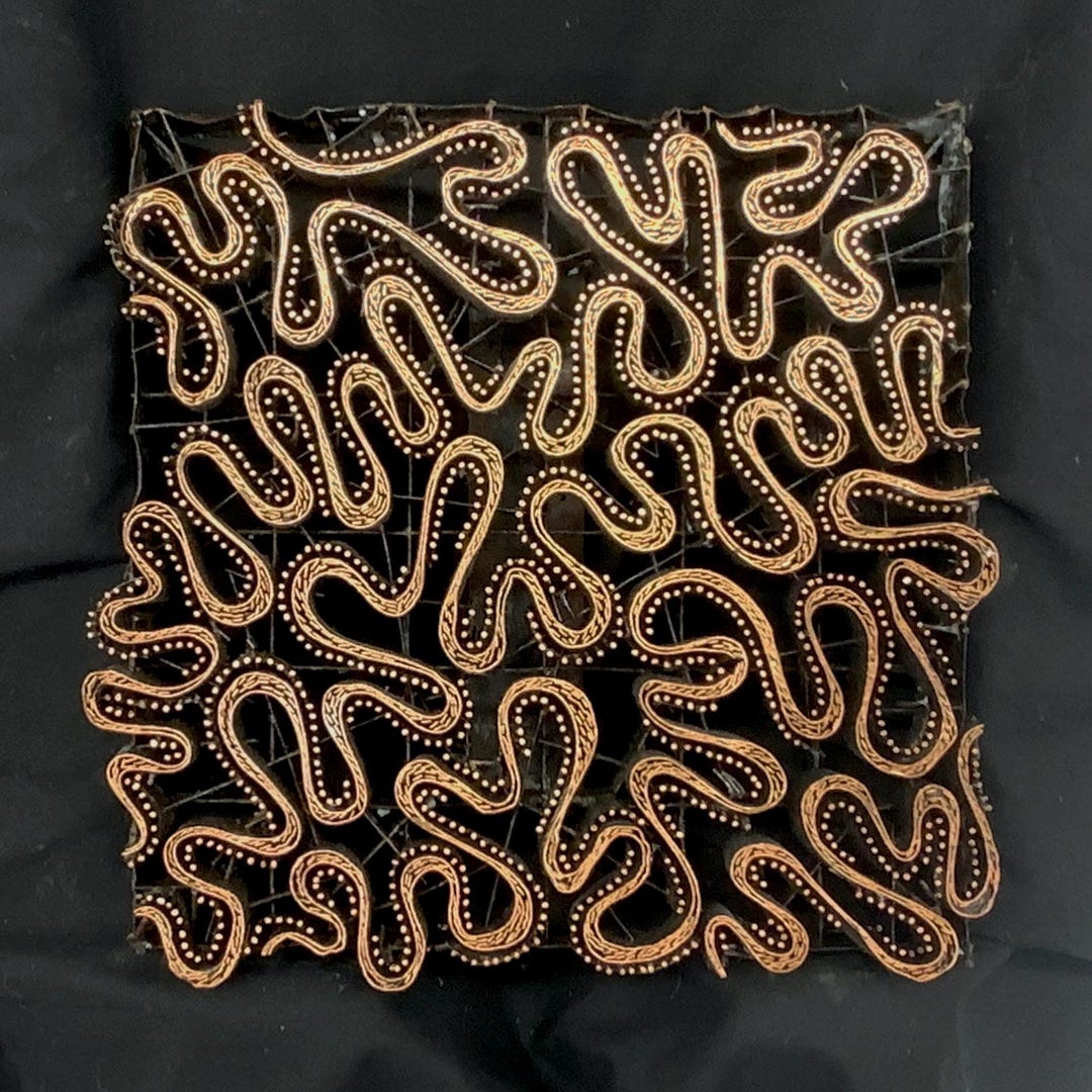 Artisan Batiks Cap - Continuous Squiggle Handmade Out of Copper Print ...
