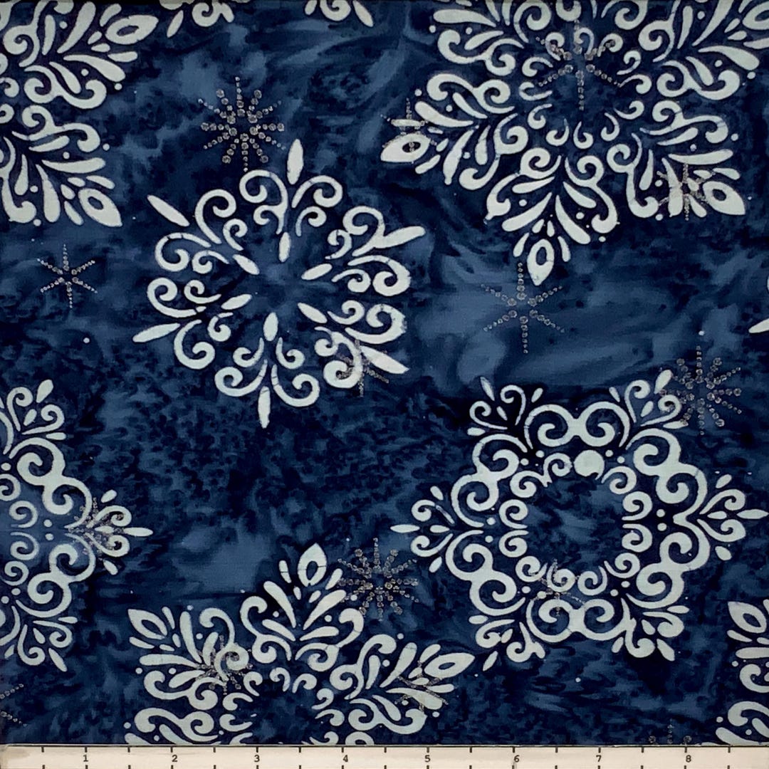 Fleur De Lis Snowflakes Batik - Lsbc-3133 Midnight Metallic Silver by the Yard - Etsy