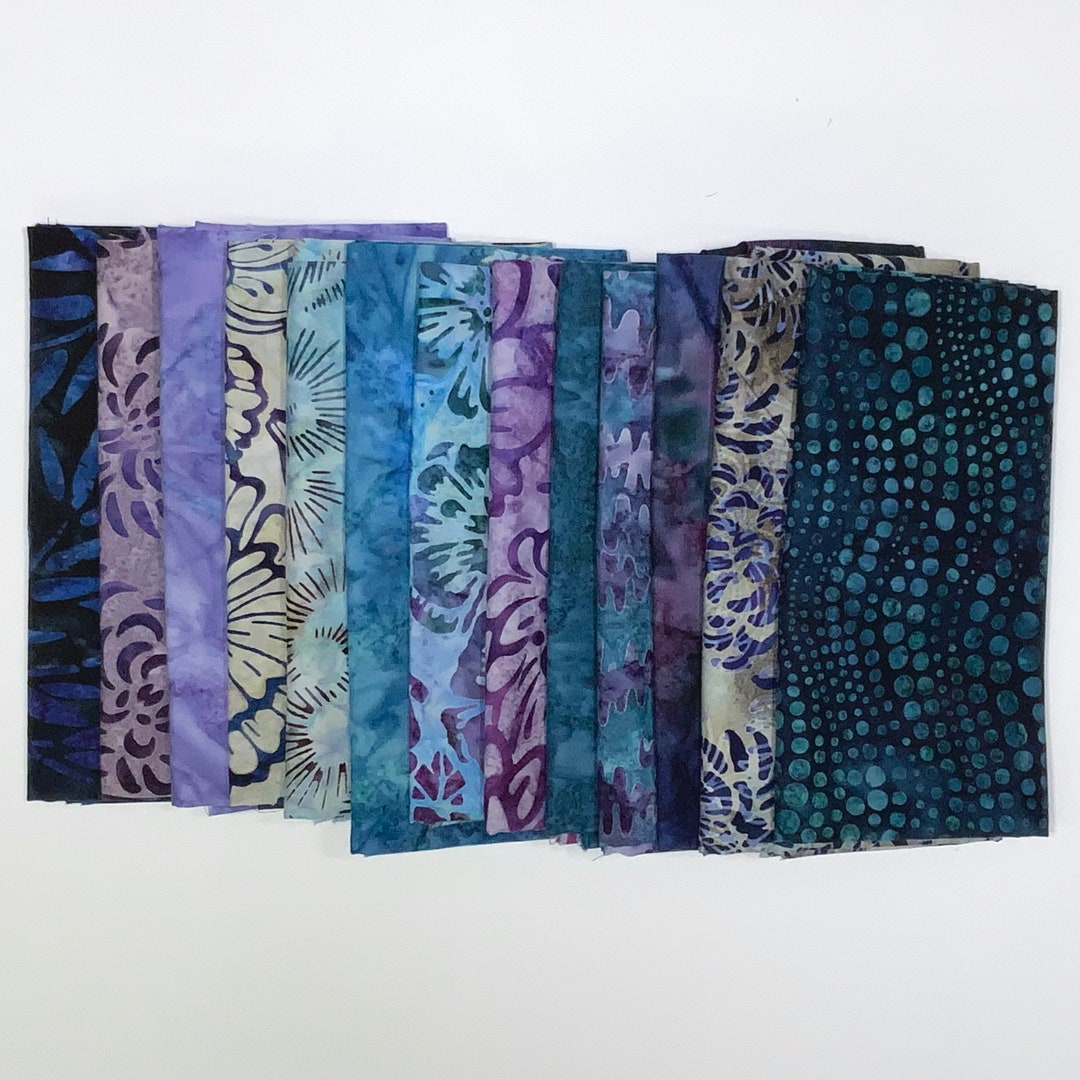 POUND PACK PLUS #743 Purples, Teals, and Tans 100% Cotton Batiks ...