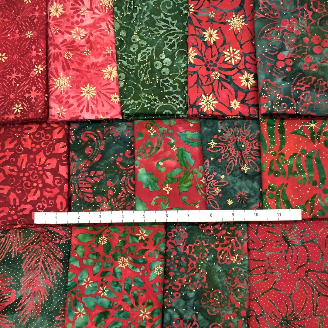POUND PACK PLUS #1408 Holiday Batik W/gold Metallic 100% Cotton Batiks ...