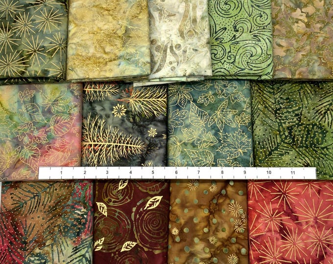 POUND PACK PLUS #1410 Holiday Batik W/gold Metallic 100% Cotton Batiks ...