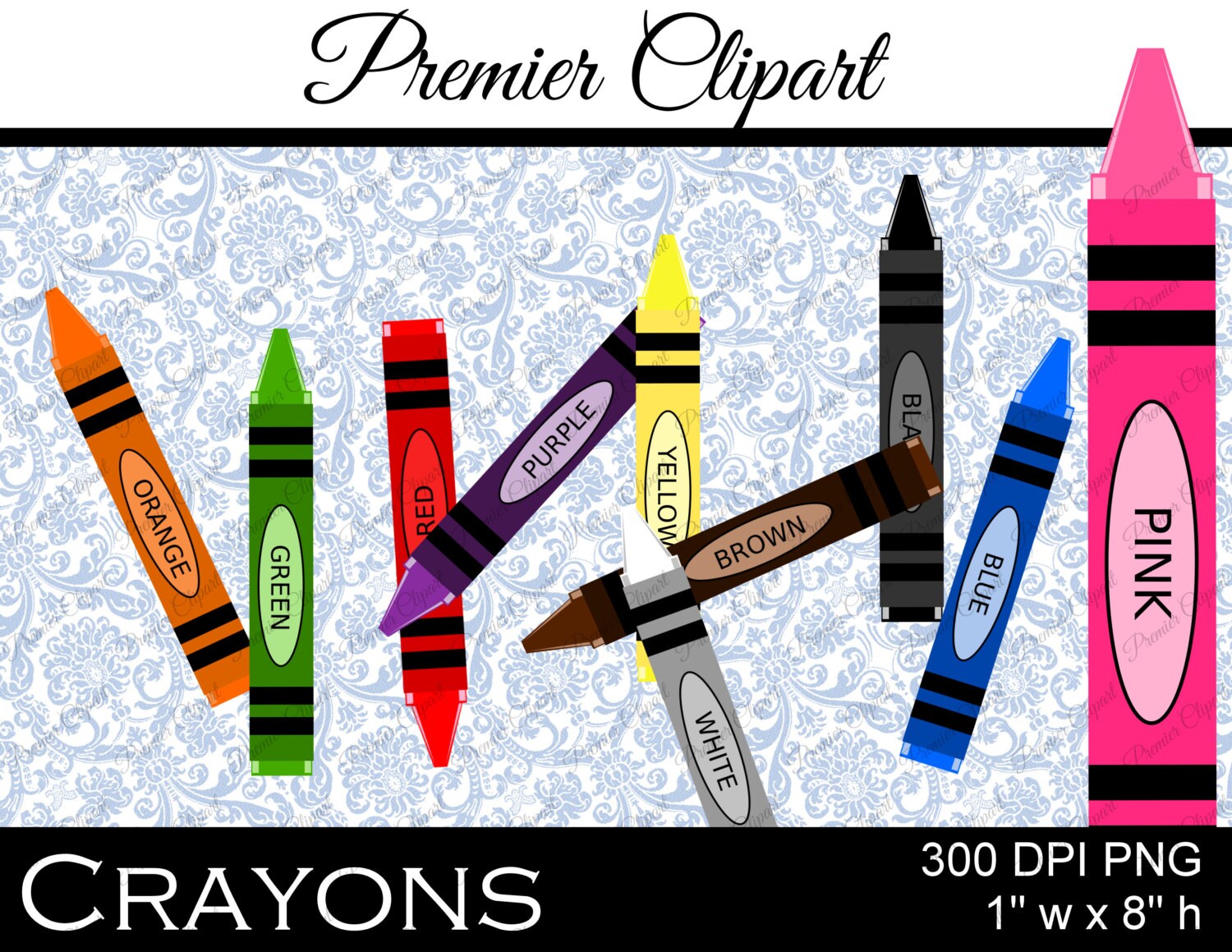 Crayons Digital Clipart - Etsy