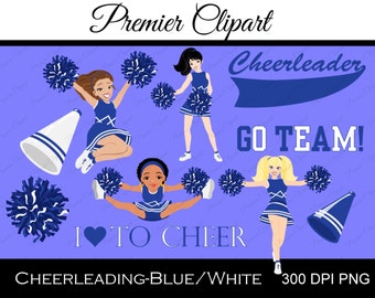Royal Blue and Yellow Cheerleader Digital Clipart Set for - Etsy