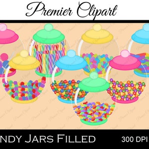 Candy Jars Filled Digital Clipart - Etsy