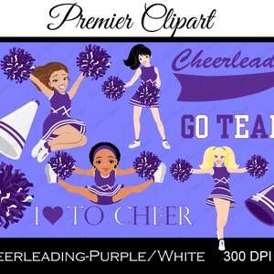 Cheerleading Purple & White Digital Clipart - Etsy
