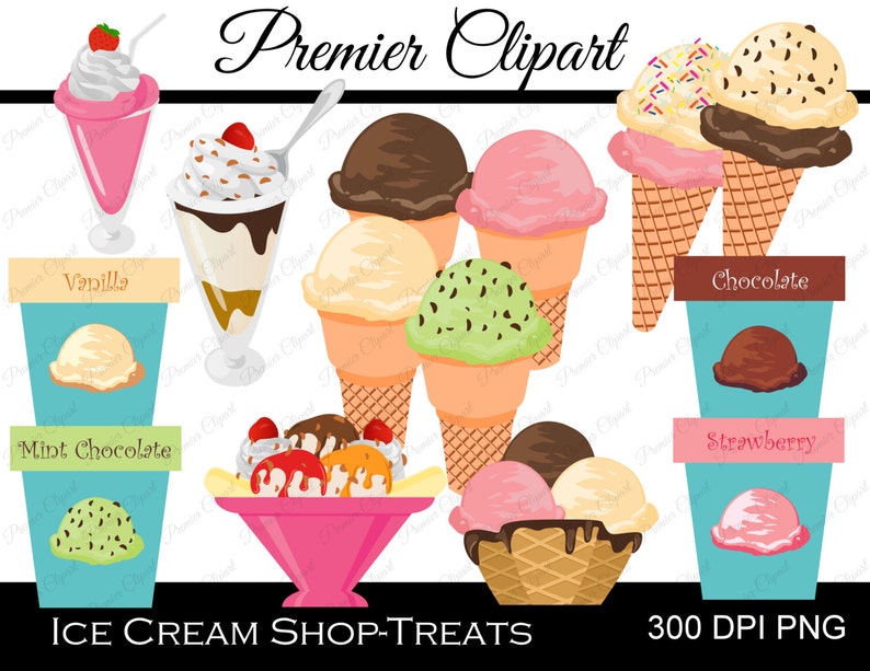 Ice Cream Shop Treats Digital Clipart - Etsy