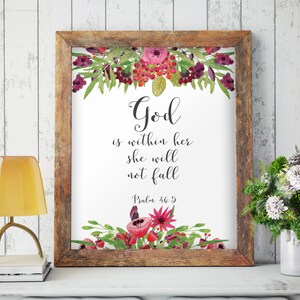 Scripture Art Wall Decor, Bible Verse Printable, God is Within Her ...