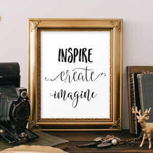 Inspire Create Imagine Print Inspirational Wall Art Trendy - Etsy
