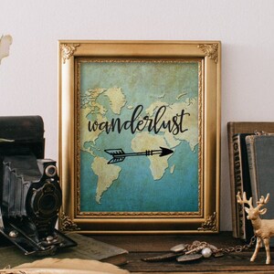 Wanderlust Print Travel Poster Printable Prints Travel Quote Wall Art ...