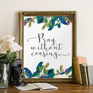 Christian Wall Art, Bible Verse Art, Pray Without Ceasing, Home Decor ...