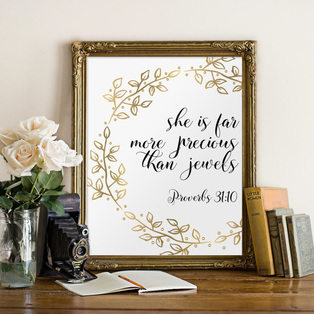 Nursery Wall Decor, Printable Bible Verses, Proverbs 31:10, Bible Verse ...