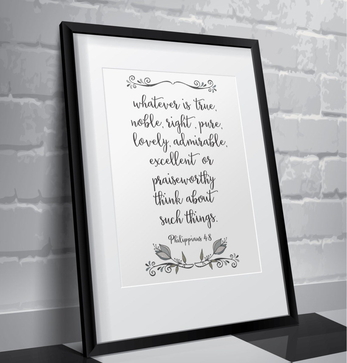 Bible Verse Philippians 4:8 Whatever is True Wall Art - Etsy